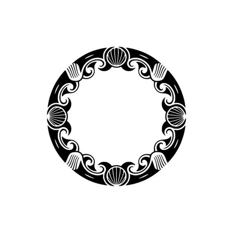 Elegant Black White Circle Ornament With Swirls Shells 67358321 Vector