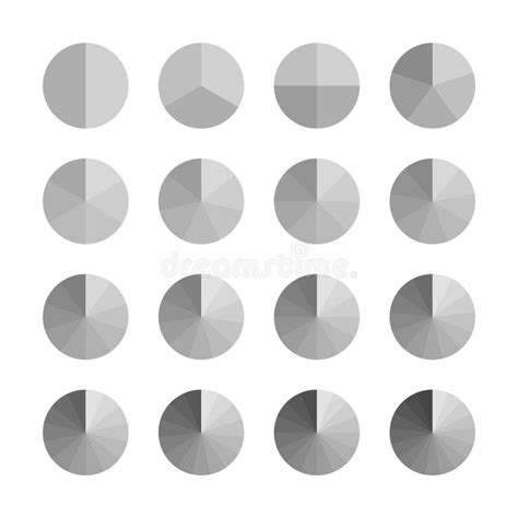Ring Section Template In Shades Of Gray Colors Piechart With Segments And Slices Stock Vector