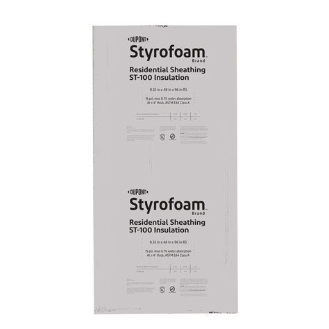 Styrofoam R 2 75 0 55 In X 4 Ft X 8 Ft Residential Sheathing Faced Polystyrene Board Insulation