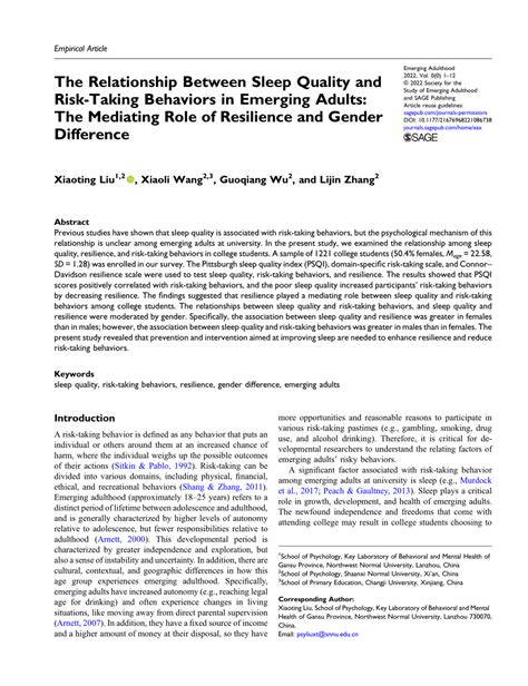 Pdf The Relationship Between Sleep Quality And Risk Taking Behaviors