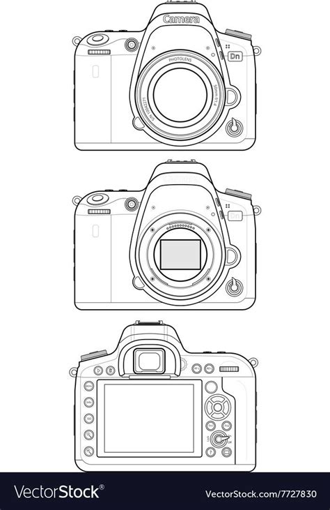 Slr Camera Line Art Vector Illustration