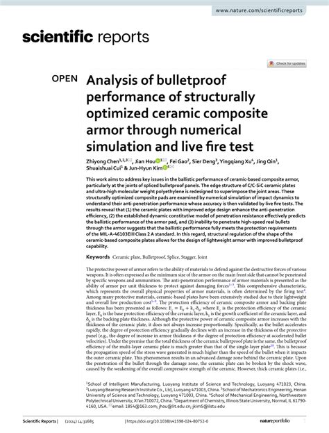 Pdf Analysis Of Bulletproof Performance Of Structurally Optimized Ceramic Composite Armor