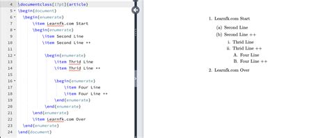 Latex列表 Lists 基础教程 无涯教程网