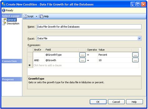 Enable Data File Growth For All The Databases Using Policy Based Management