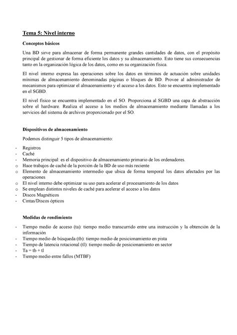 Tema 5 Base De Datos Warning Tt Undefined Function 32 Tema 5 Nivel Interno Conceptos