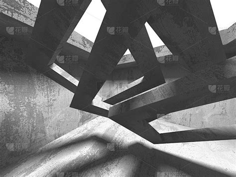 黑暗的混凝土空房间。现代建筑设计