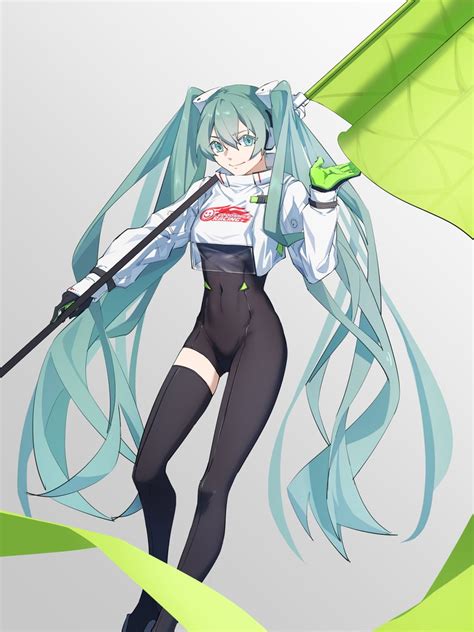 Hatsune Miku Racing Miku And Racing Miku Vocaloid Drawn By Qipao Shui Danbooru