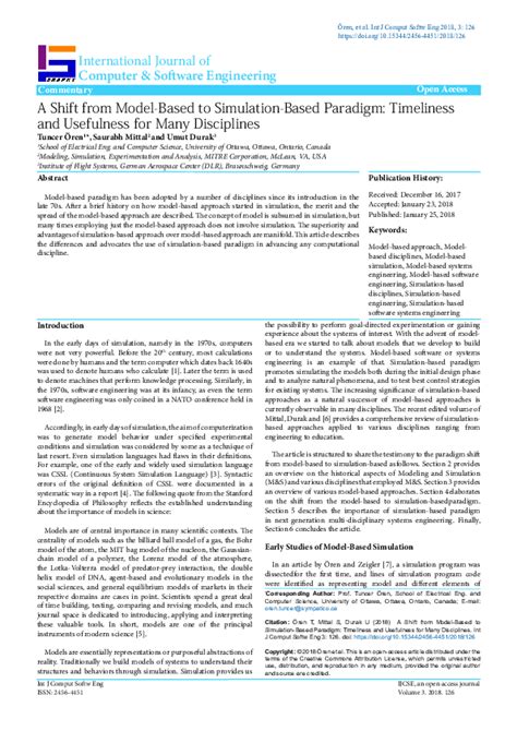Pdf A Shift From Model Based To Simulation Based Paradigm Timeliness And Usefulness For Many