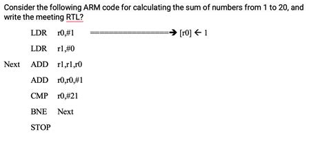 Solved Consider The Following Arm Code For Calculating The