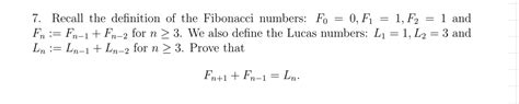 Solved Recall The Definition Of The Fibonacci Numbers Chegg