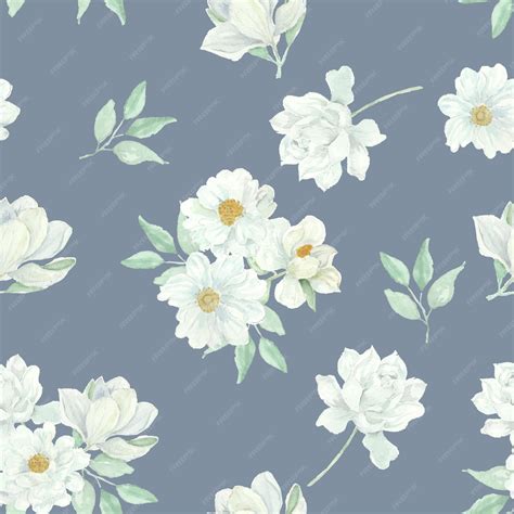 Premium Vector White Watercolor Flower Seamless Pattern