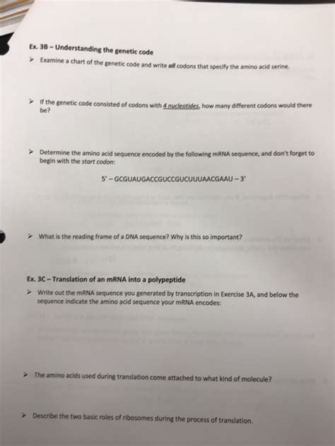 Solved Ex 38 Understanding The Genetic Code Examine A Chart Chegg Com