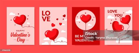 발렌타인 데이 엽서 벡터 플랫 핑크 배경에 설정 하트 모양의 공기 풍선 구름과 하트가 있는 일러스트레이션 컬렉션 포스터 배너 전단지 및 웹 디자인에 대한 테마를 좋아합니다