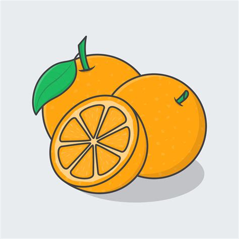 Slice And Whole Of Juicy Orange Cartoon Vector Illustration Orange