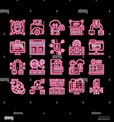 ssh sftp file transfer protocol neon glow icon illustration stock vector image and art alamy