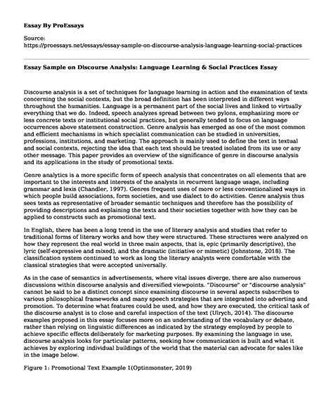 📚 Essay Sample On Discourse Analysis Language Learning And Social Practices Free Essay Term