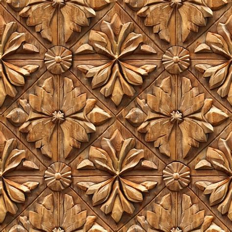 A Close Up Of A Wooden Panel With A Pattern Of Flowers Generative Ai Premium Ai Generated Image