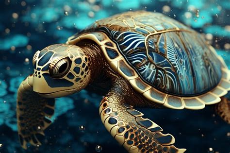 Premium Photo Abstract Sea Turtle Pattern With Intricate Generative Ai