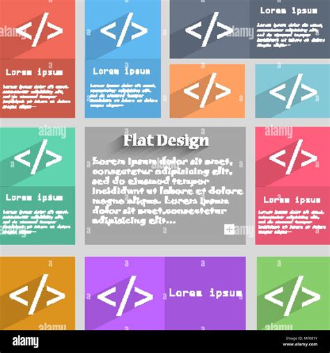 Code Sign Icon Programming Language Symbol Set Of Colored Buttons