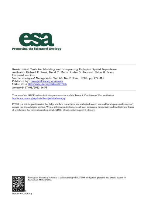 Pdf Geostatistical Tools For Modeling And Interpreting Ecological