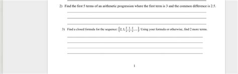 Solved 2 Find The First 5 Terms Of An Arithmetic