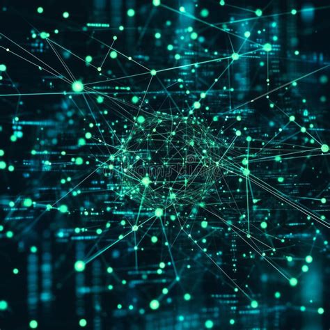 Abstract Digital Network Sphere With Glowing Lines And Nodes In Dark