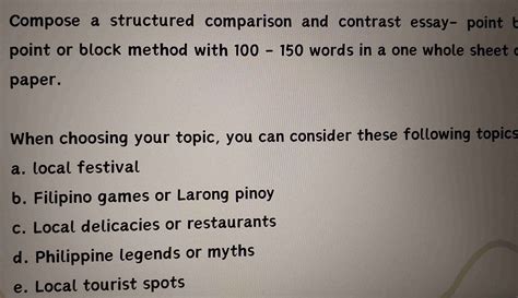 Compose A Structured Comparison And Contrast StudyX