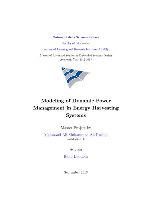 Pdf Modeling Of Dynamic Power Management In Energy Harvesting Systems