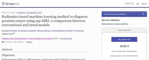 Radiomics Based Machine Learning Method To Diagnose Prostate Cancer Using Mp Mri A Comparison