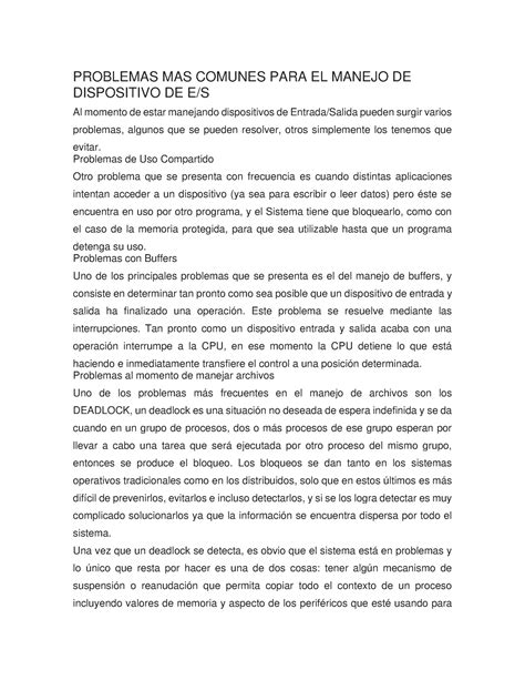 Problemas MAS Comunes PARA EL Manejo DE Dispositivo DE E PROBLEMAS