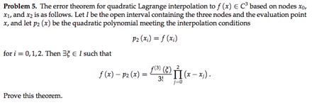Solved The Error Theorem For Quadratic Lagrange