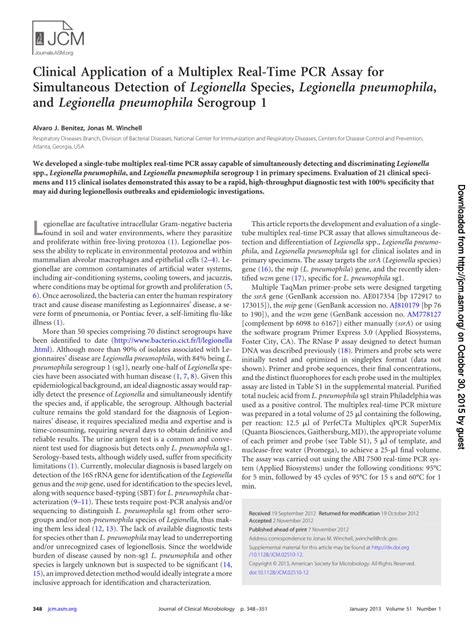 Pdf Clinical Application Of A Multiplex Real Time Pcr Assay For