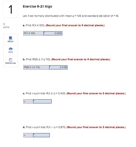 Solved 1 Exercise 6 21 Algo Let X Be Normally Distributed