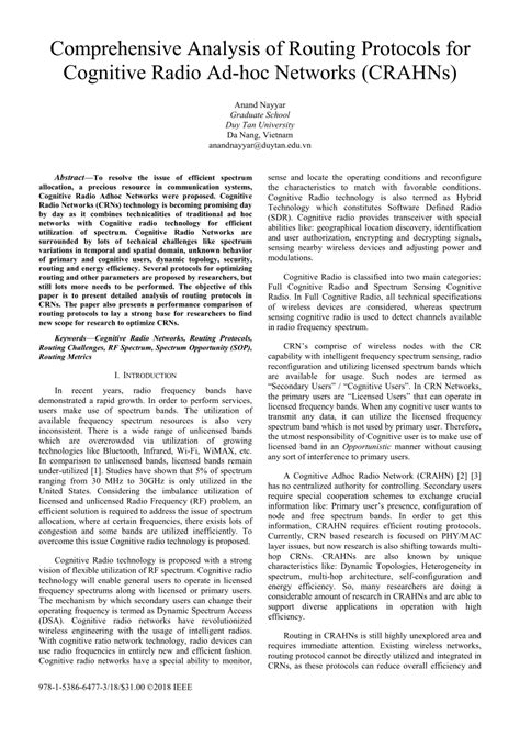 Pdf Comprehensive Analysis Of Routing Protocols For Cognitive Radio
