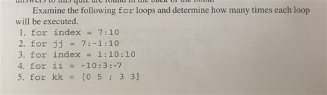 Solved Examine The Following For Loops And Determine How Chegg Com
