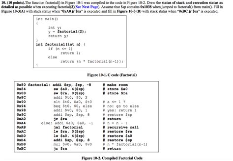 Solved 10 10 Pointsthe Function Factorial In Figure