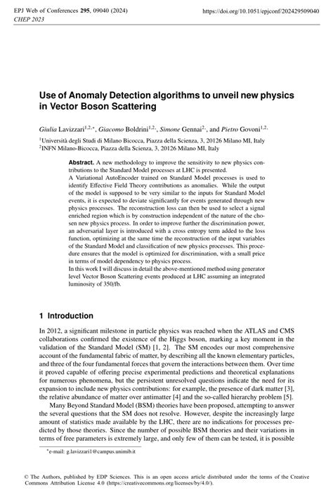 Pdf Use Of Anomaly Detection Algorithms To Unveil New Physics In
