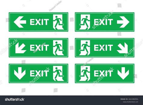Emergency Exit Sign Set Emergency Fire Stock Vector Royalty Free