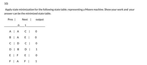 Solved 9 Apply State Minimization For The Following State