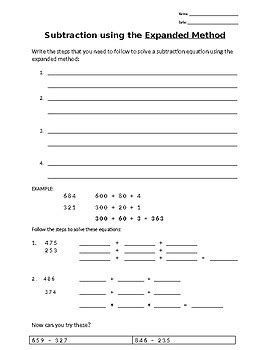 3 Digit Subtraction Using The EXPANDED FORM By Lindsay Avendano TPT