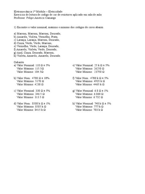 lista de exercicios 2 gabarito pdf