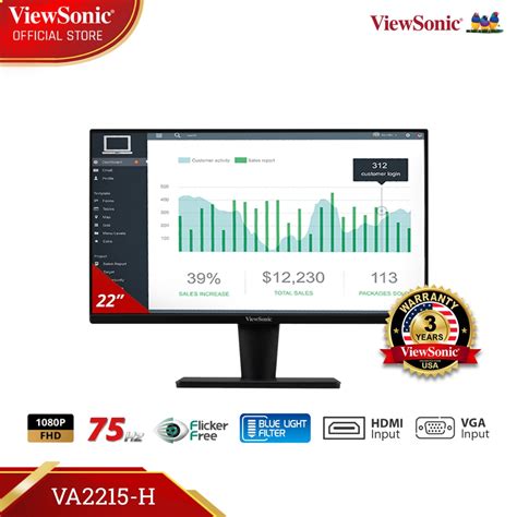 Jual Monitor LED 22" ViewSonic VA2215-H 100Hz 1ms FreeSync VGA HDMI ...