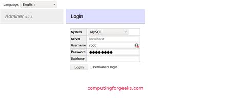 Adminer を使用して MySQL MariaDB および PostgreSQL データベース サーバーを管理する