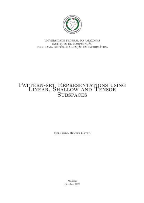 Pdf Pattern Set Representations Using Linear Shallow And Tensor