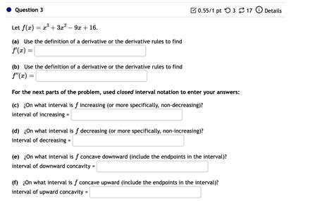 solved let f x x {3} 3 x {2} 9 x 16 a use the