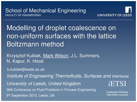 Pdf Modeling Of Droplet Coalescence On Non Uniform Surfaces With The Lattice Boltzmann Method