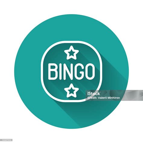긴 그림자 배경으로 격리 된 흰색 라인 빙고 아이콘 미국 빙고 게임 복권 녹색 원 버튼입니다 벡터 가능성에 대한 스톡 벡터 아트 및 기타 이미지 Istock