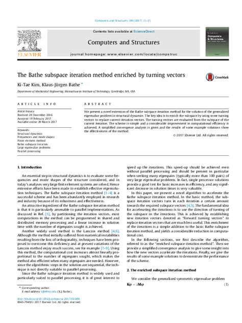 Pdf The Bathe Subspace Iteration Method Enriched By Turning Vectors