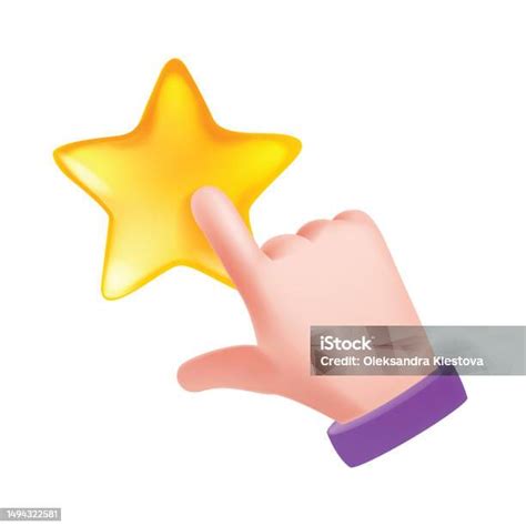 3d 손 아이콘 손가락 클릭 커서 터치 버튼 벡터 그림 웹 Ui 포인터 제스처 별 만화 푸시 인터페이스 등급 기호 Smm 고객 피드백 개념 요금 기호 손 클릭 클립 아트 3