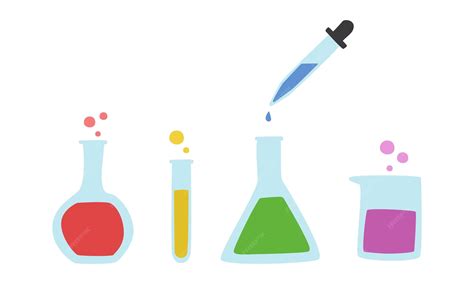 Premium Vector Set Of Chemistry Bottles Clipart Tube Conical Flask Beaker Dropper Flat Vector